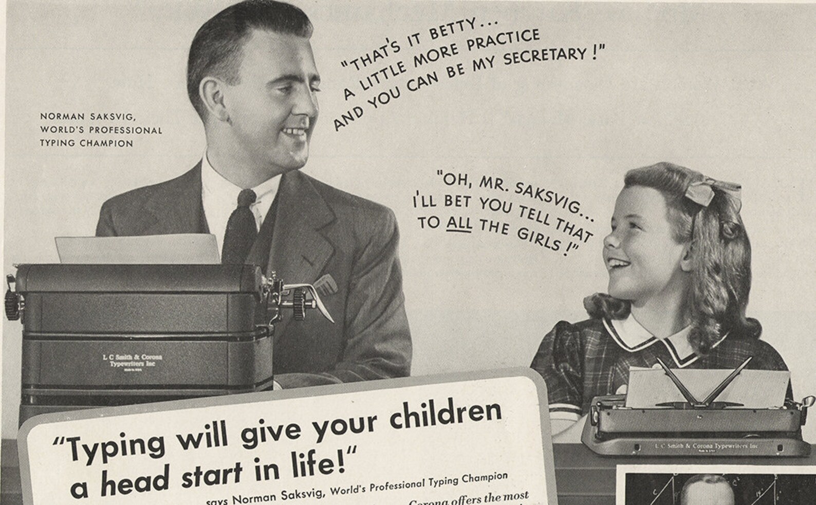 Girl Typing Advertisement. Things Were a Bit Different Back in the Day ...