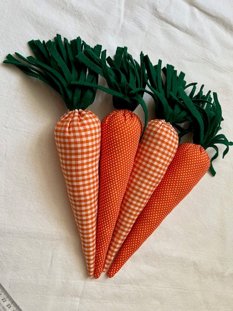 Fabric Carrots, 4 Handmade Carrots, Farmhouse Easter, Bunny Bait ...