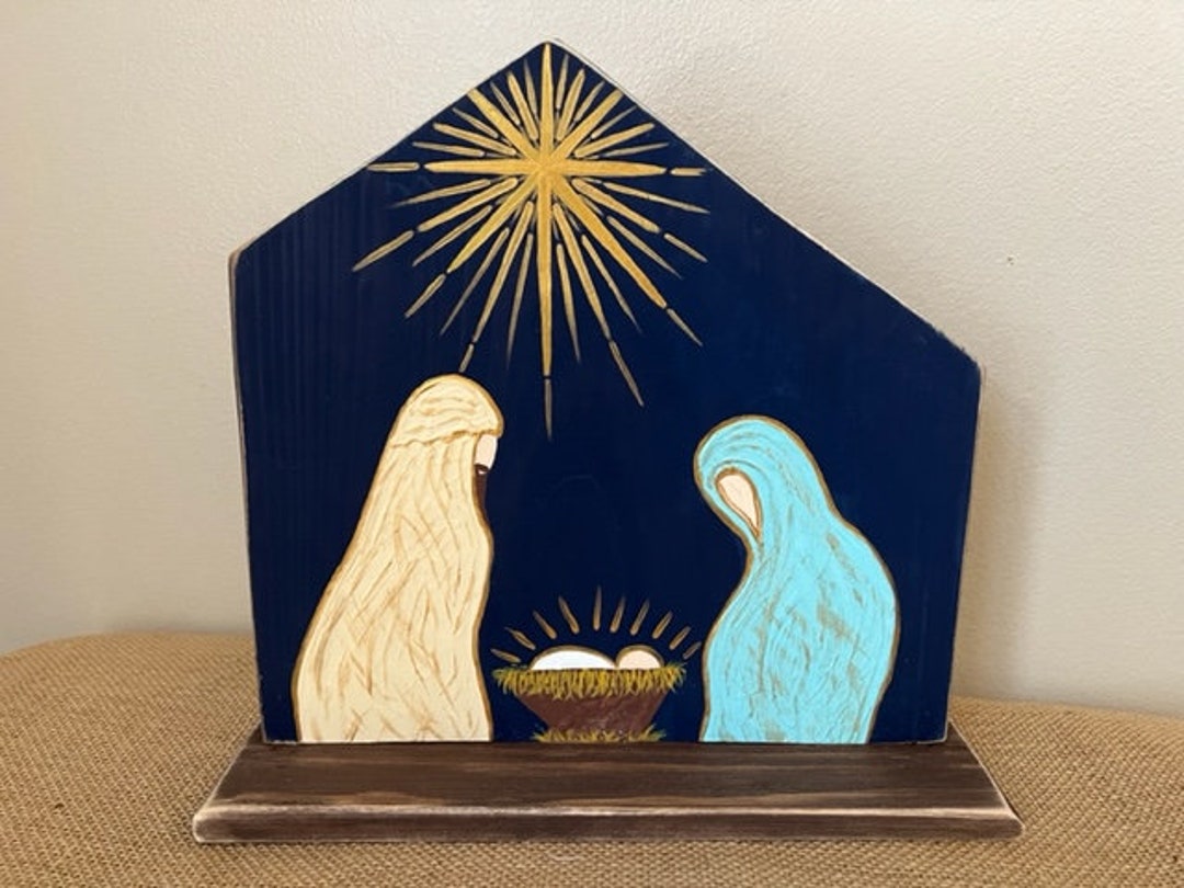 Handmade Cypress Wood Nativity: Rustic Farmhouse Religious Art - Etsy