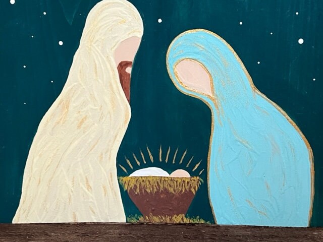 Handmade Wood Nativity, Religious Art, Hand Painted Nativity, Rustic ...