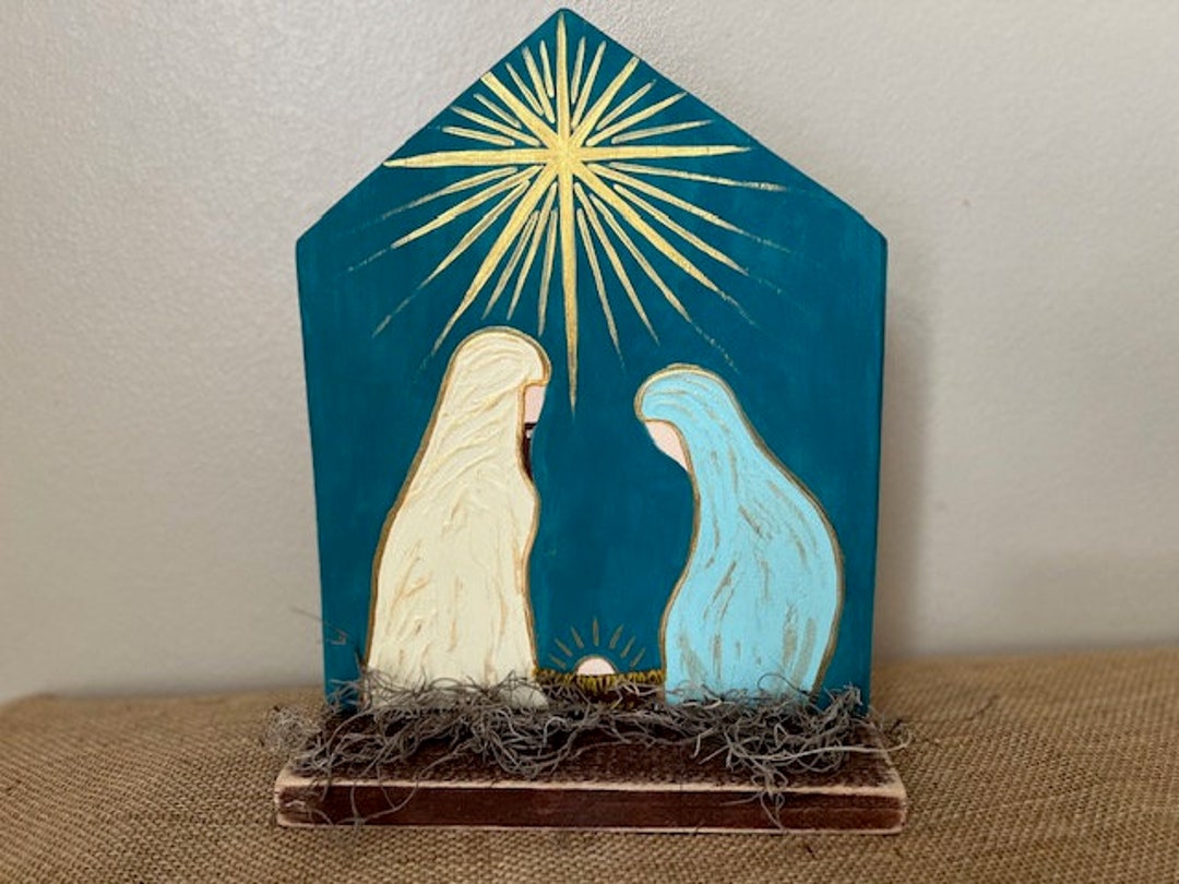 Handmade Cypress Wood Nativity: Rustic Religious Art - Etsy