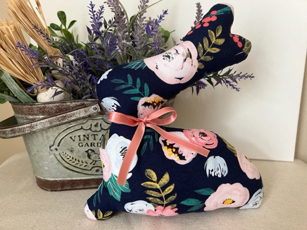 10" Fabric Bunny, Handmade Floral Fabric Bunny, Stuffed Bunny, Easter ...