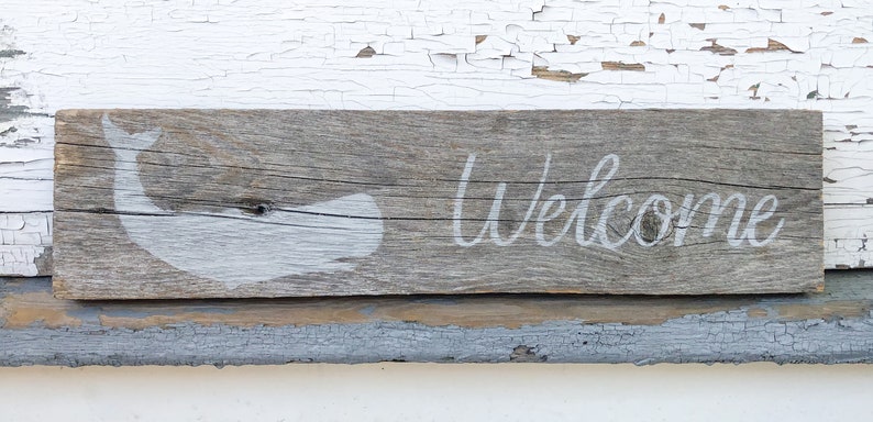 Rustic Wooden Welcome Whale Sign - Etsy