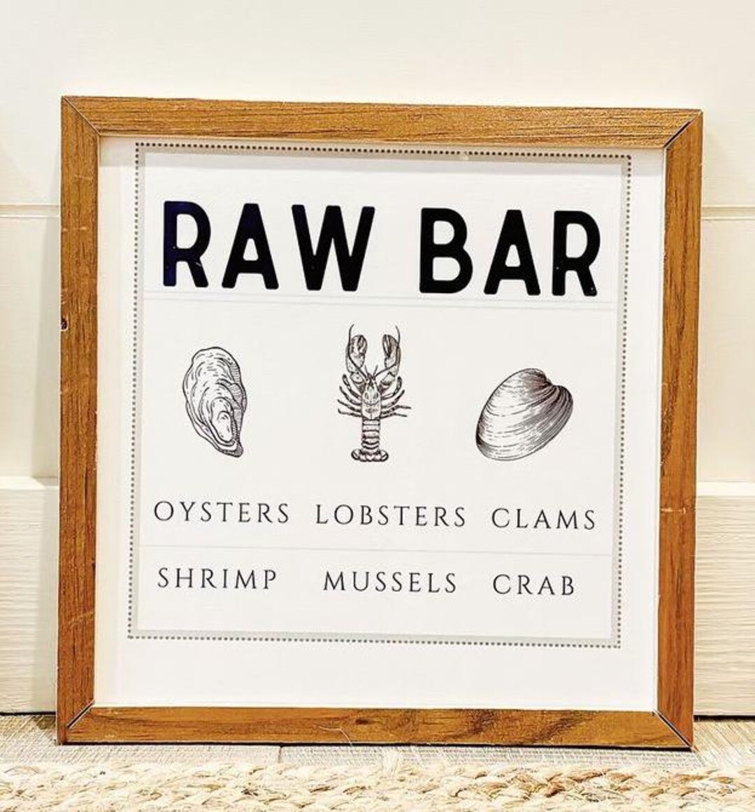 Raw Bar Oyster Sign Reclaimed Wood Sign Oyster Sign Framed Sign - Etsy