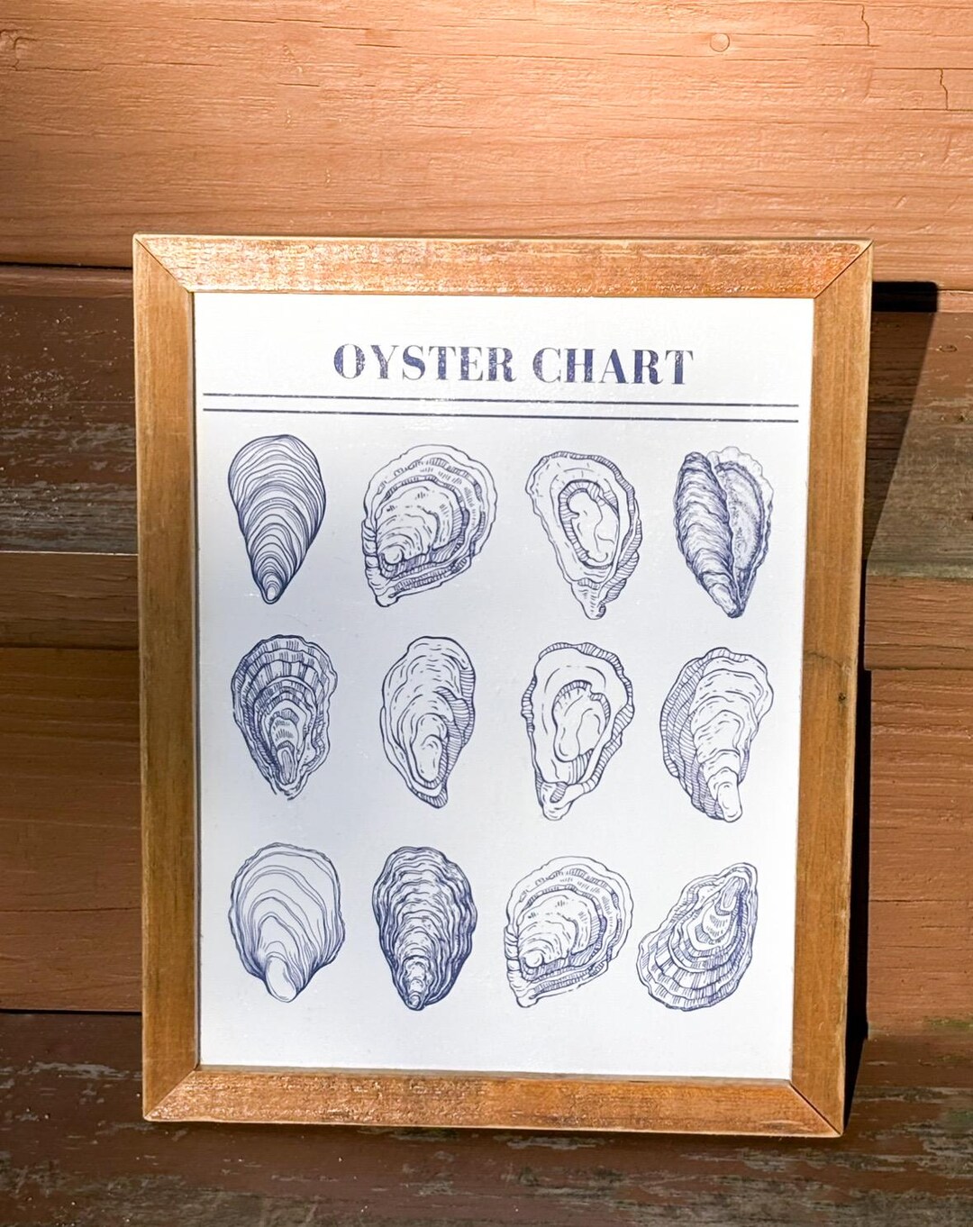 Oyster Chart Sign Oyster Sign Reclaimed Wood Sign Oyster Sign Framed ...