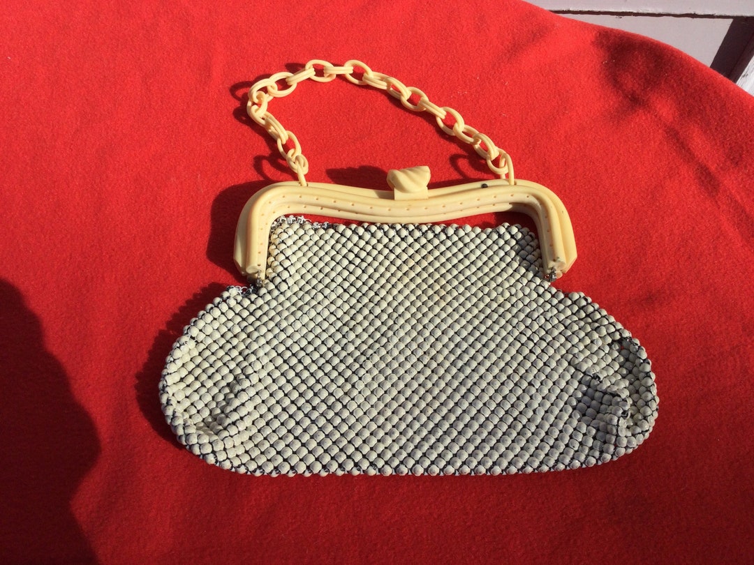 Deco Mesh Purse Vintage Plastic Frame Chain Handbag - Etsy