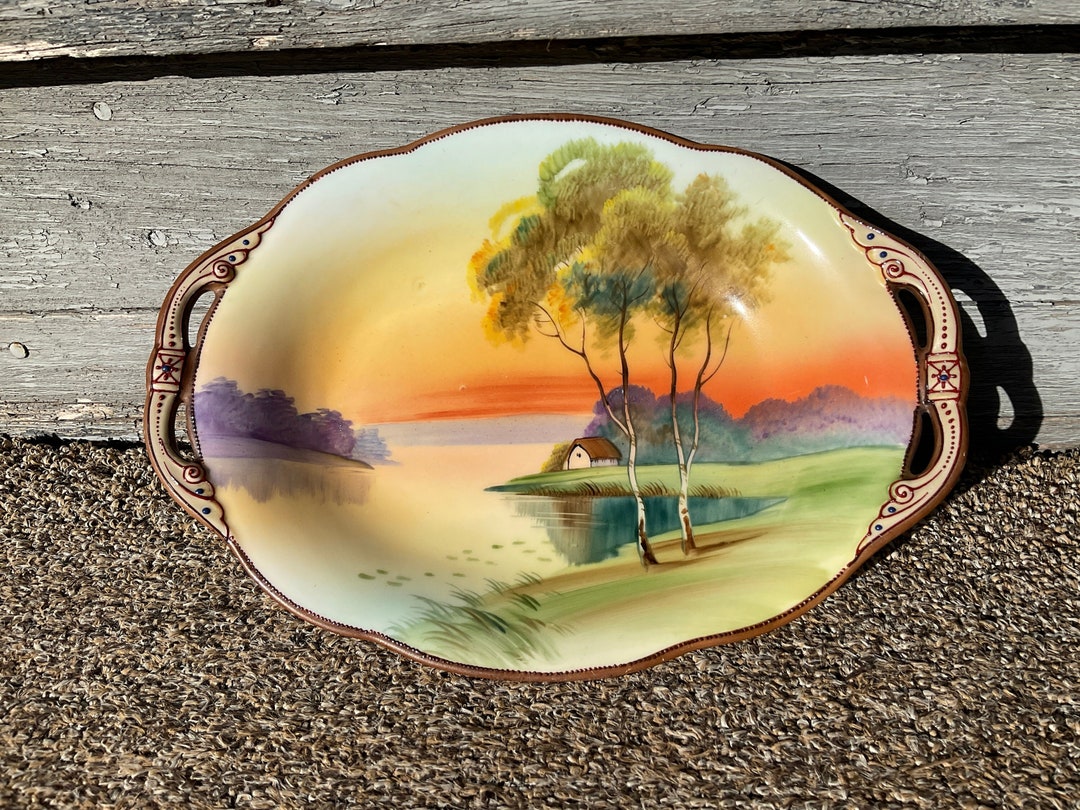 Nippon Bowl Hand Painted Early 1900s Lakefront Scene - Etsy