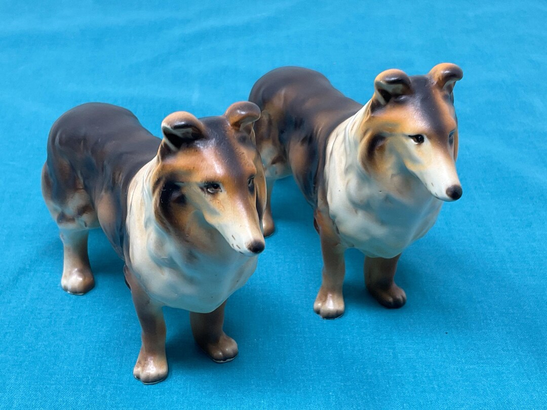 Japanese Ceramic Pair Collie Dogs Detailed Figurines - Etsy