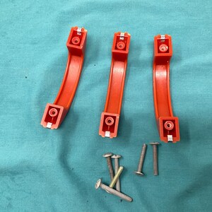 3 Vintage Red Plastic Drawer Handles Pulls Mid Century Cabinet Door ...