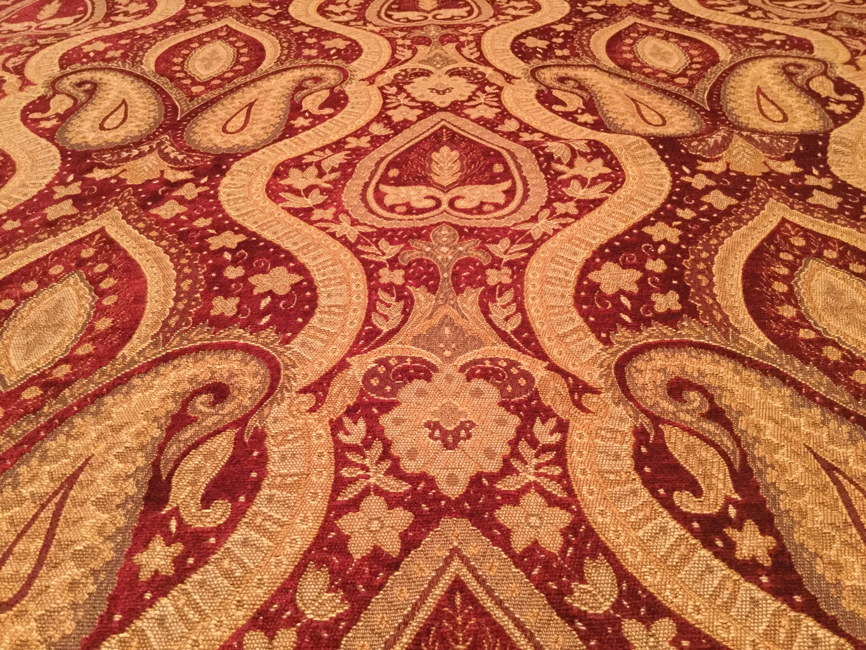 Upholstery Fabric Maroon and Tan Scrolling Pattern | Etsy