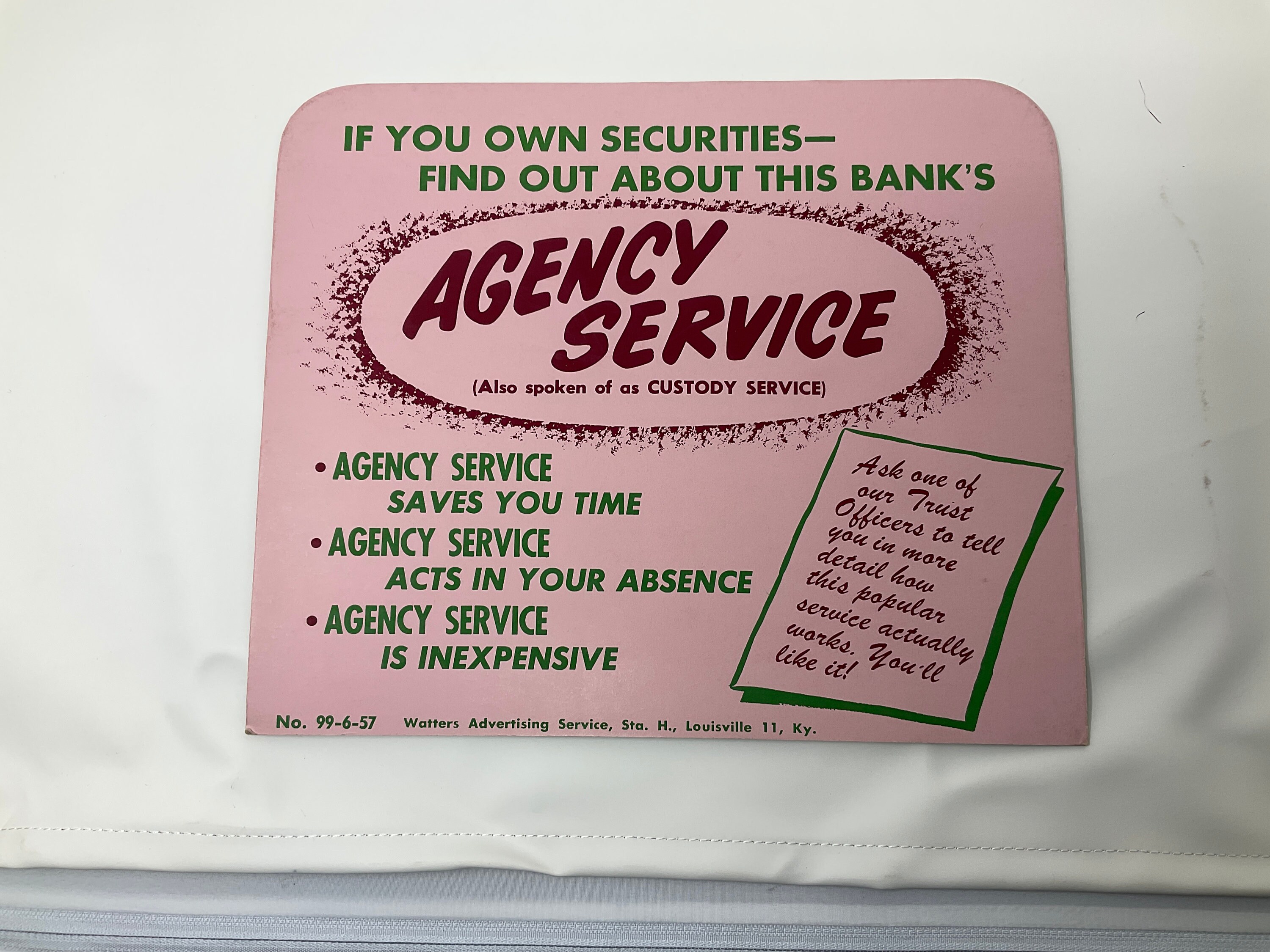 Bank Advertising Sign 1950’s Paper Colorful and Clean - Etsy