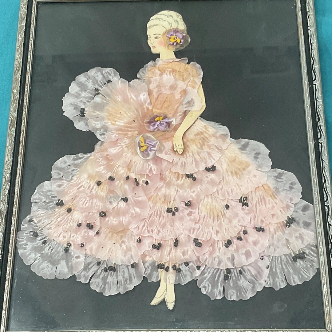 Vintage Ribbon Art Hand Made Framed Paper Doll - Etsy