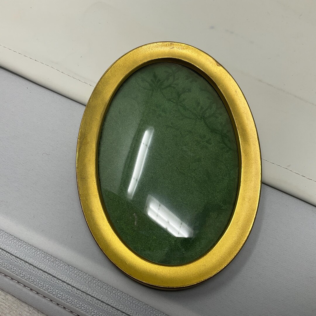 Vintage Small Oval Metal Frame With Bowed Glass - Etsy