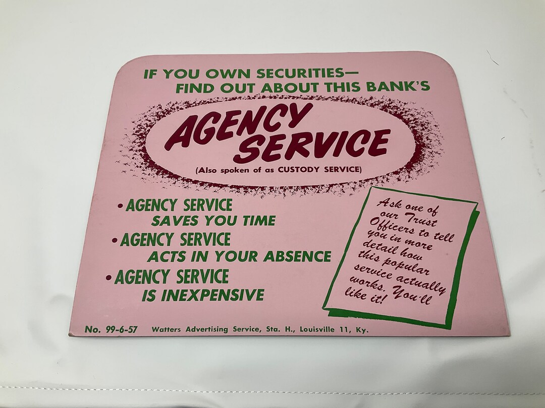 Bank Advertising Sign 1950’s Paper Colorful and Clean - Etsy