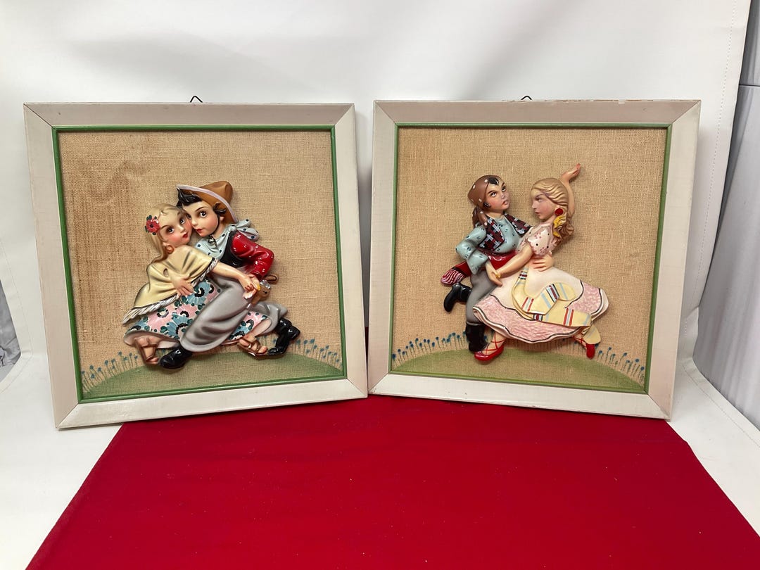 Mid Century Framed Italian Chalkware Dancing Couples - Etsy