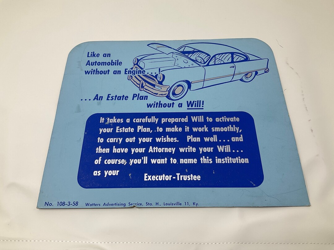 Bank Advertising Sign 1950’s Paper Colorful and Clean Automobile - Etsy