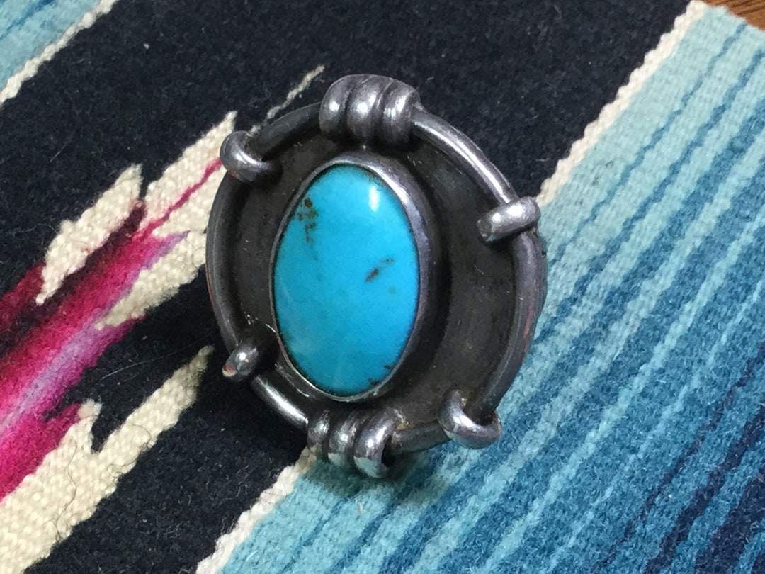 Navajo Turquoise Ring Vintage Sterling Native Silversmiths - Etsy
