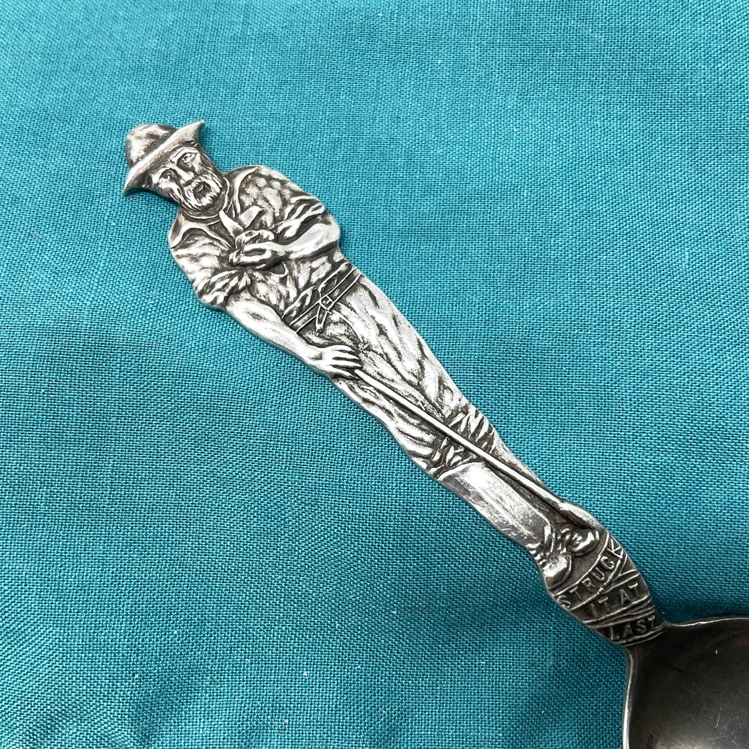 Miner Sterling Silver Souvenir Spoon Full Figure Front and Back - Etsy