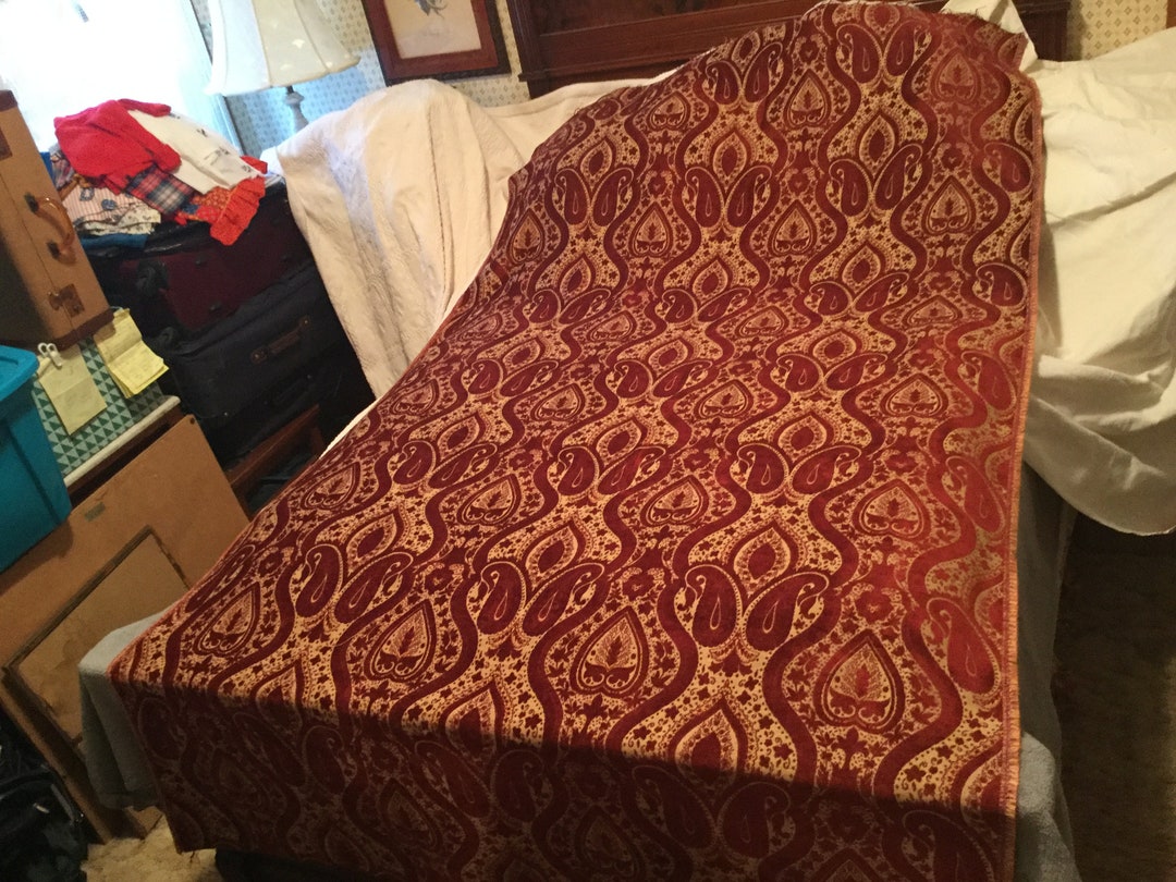 Upholstery Fabric Maroon and Tan Scrolling Pattern - Etsy