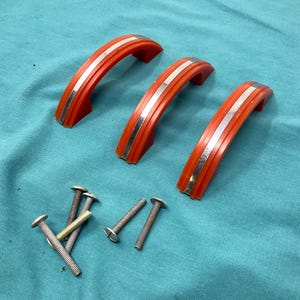 3 Vintage Red Plastic Drawer Handles Pulls Mid Century Cabinet Door ...