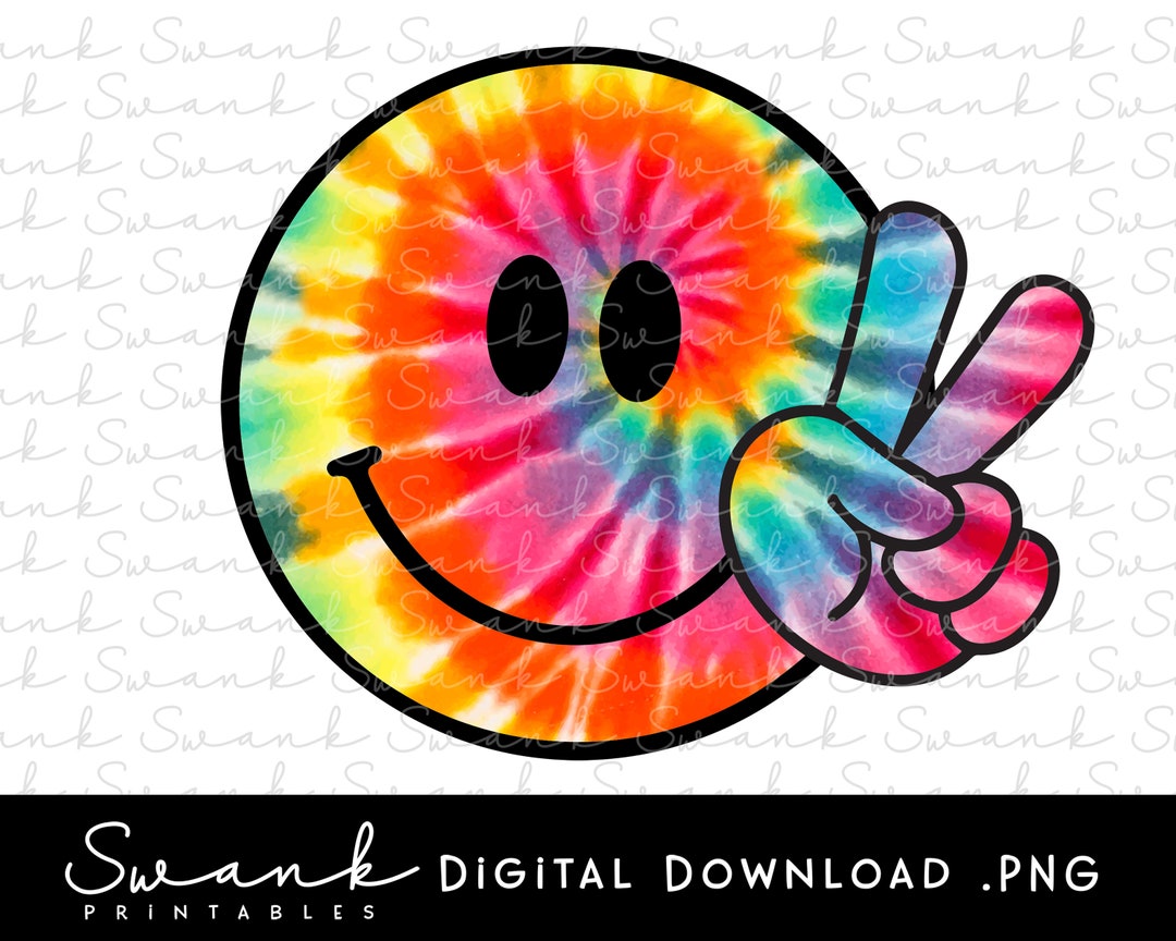 Tie Dye Smiley Face PNG, Peace Sign Png, Retro Png, Happy Face Png, Tie ...