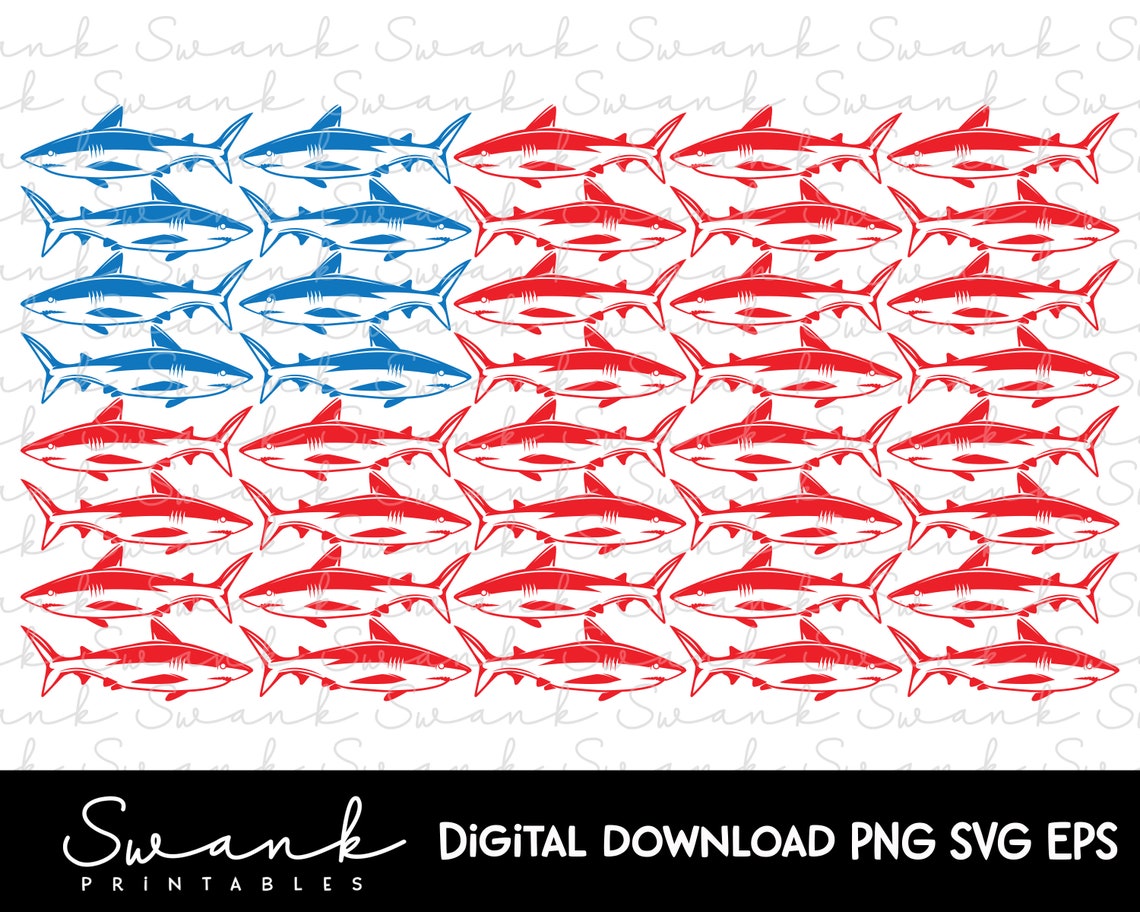 4th of July SVG Sharks SVG American Flag Svg SVG Cut File - Etsy