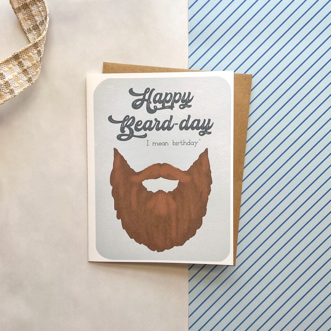 Happy Beard Day Card, Beard Birthday Card, Manly Birthday, Guy Birthday ...