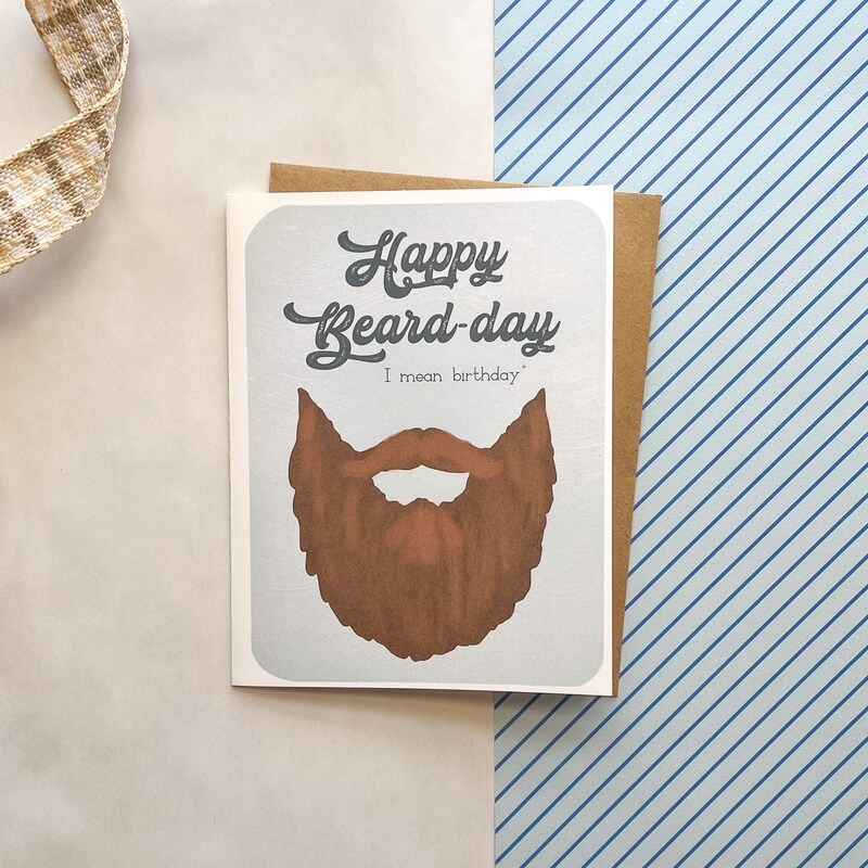 Birthday Card Beard Male - Etsy