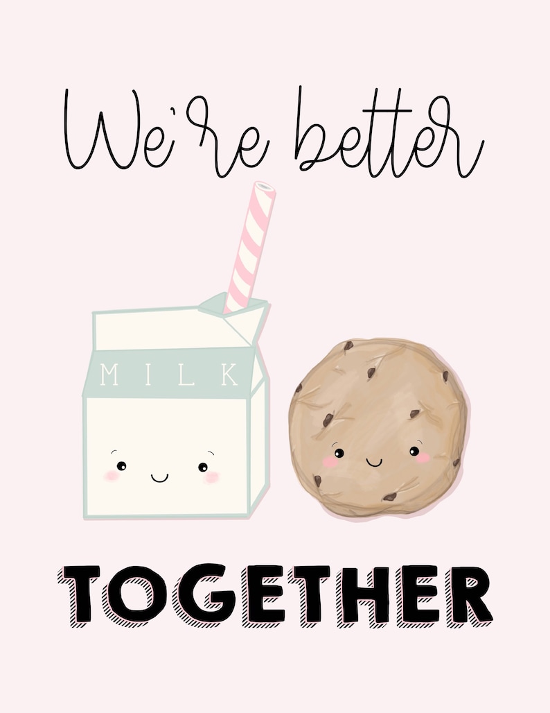 Were Better Together Card, Cute Anniversary Card, Cookies and Milk ...