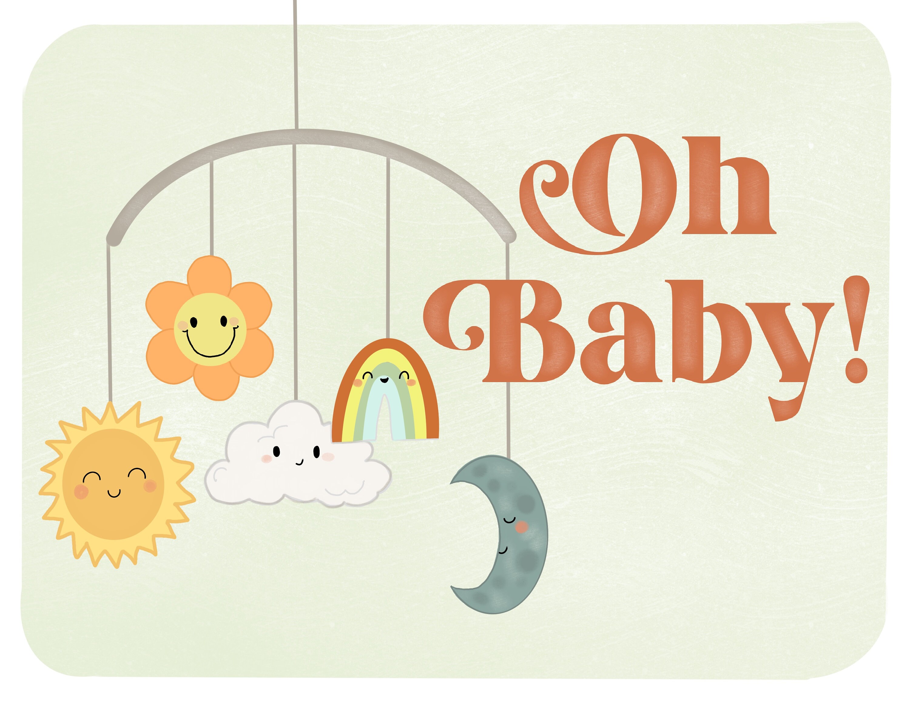 Oh Baby Card, Cute Baby Shower Card, Welcome Baby, Gender Neutral Baby ...