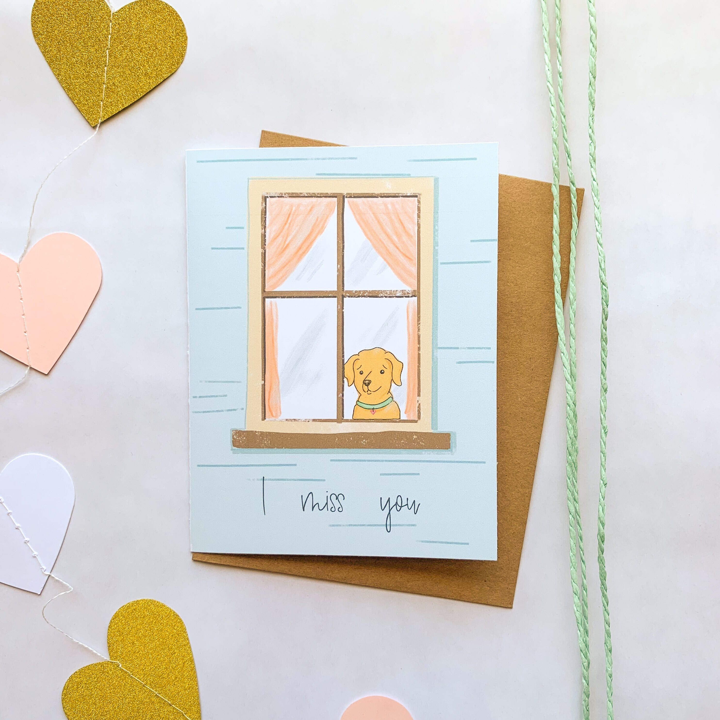 I Miss You Card, Cute Dog Greeting Card, Miss You Greeting, Long ...