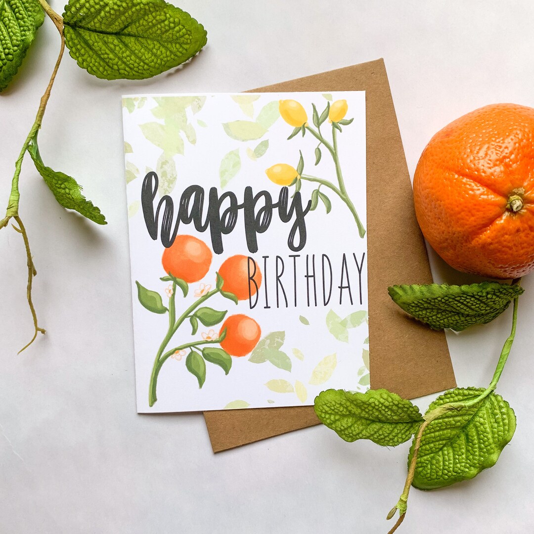 Citrus Birthday Card, Lemon Card, Orange Card, Fruit Birthday Card - Etsy