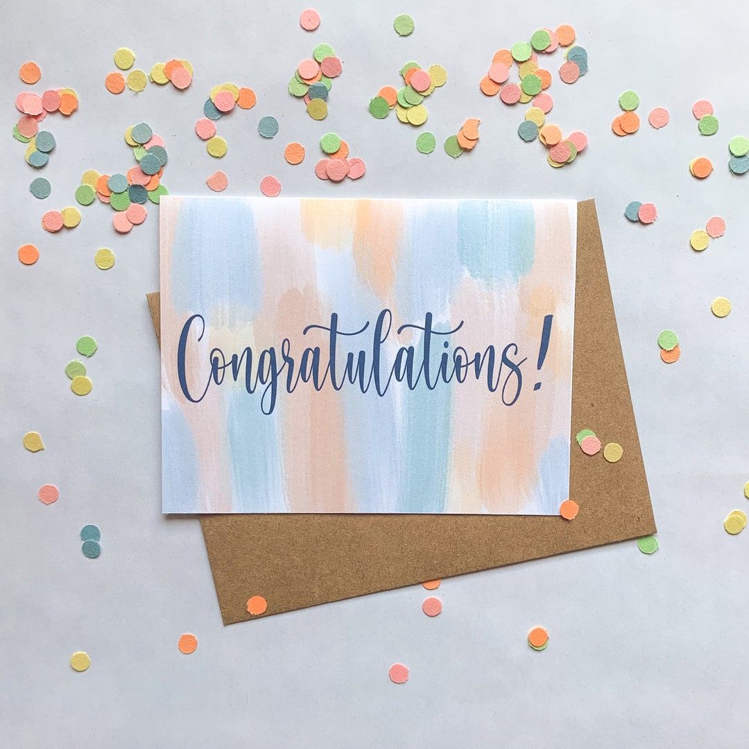 Congratulations Card, Neutral Congratulations Card, Graduation, Wedding ...