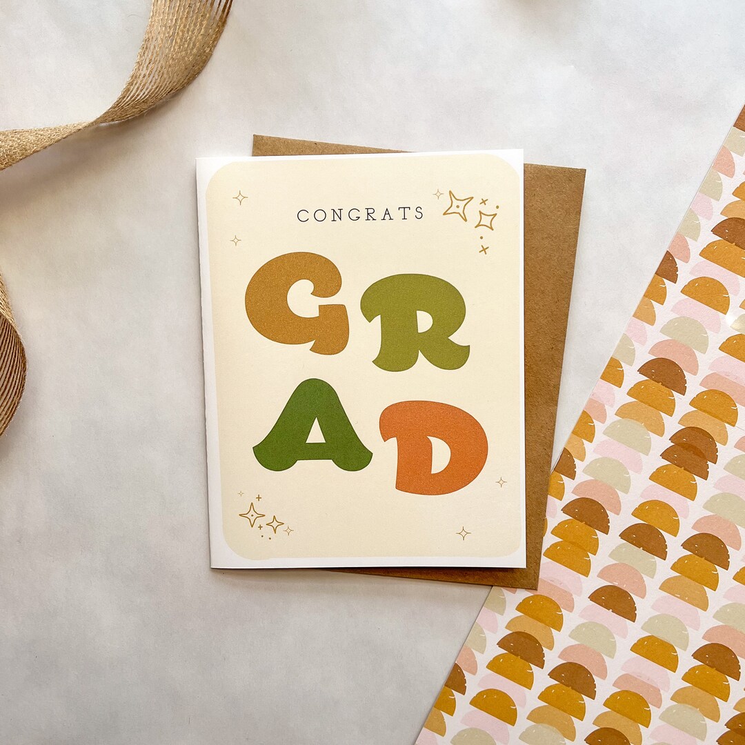 Congrats Grad Card, Congratulations Graduate, Graduation Card, Trendy ...