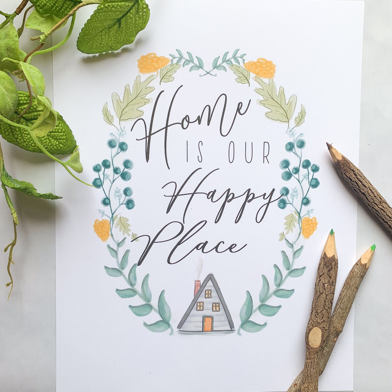 Home is Our Happy Place Art Print, Home Downloadable Print, Home Wall ...