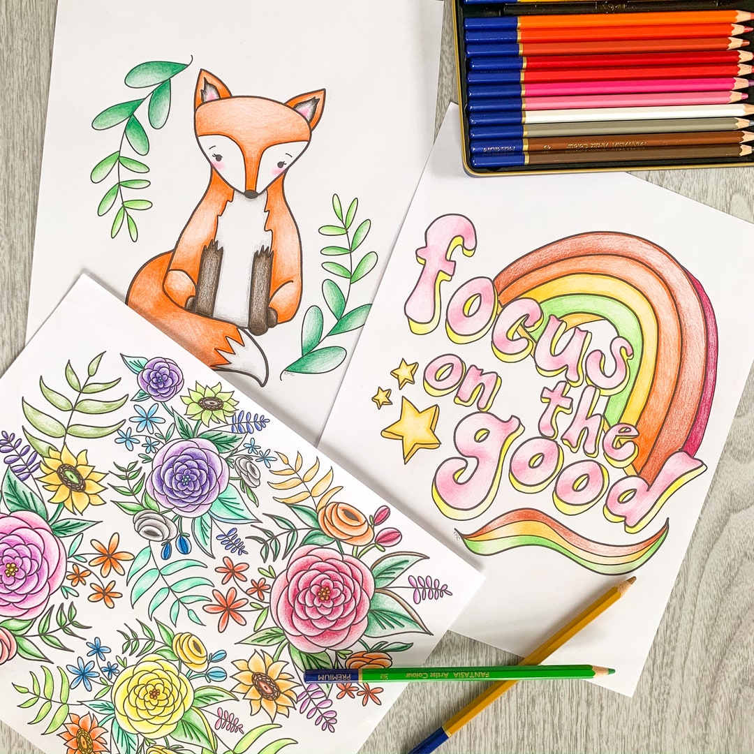 Coloring Pages (pack #1), Flower Coloring Page, Fox Coloring Page, Good ...
