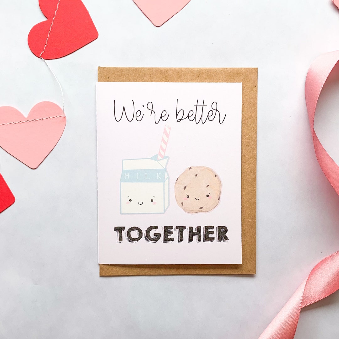 We’re Better Together Card, Cute Anniversary Card, Cookies and Milk ...