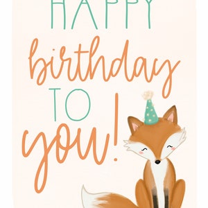 Foxy Birthday Card, Cute Fox Card, Fox Birthday, Cute Birthday Cards ...