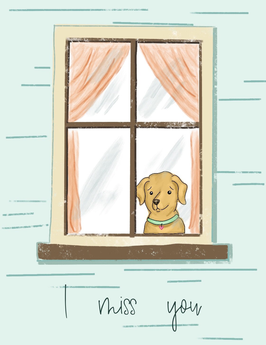 I Miss You Card, Cute Dog Greeting Card, Miss You Greeting, Long ...