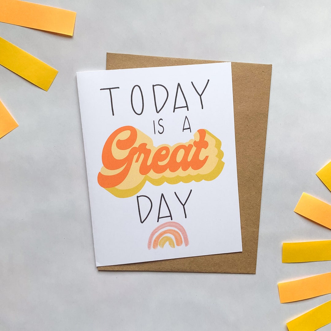 Today is a Great Day Card, Positivity Card, Congratulations Card, Boho ...