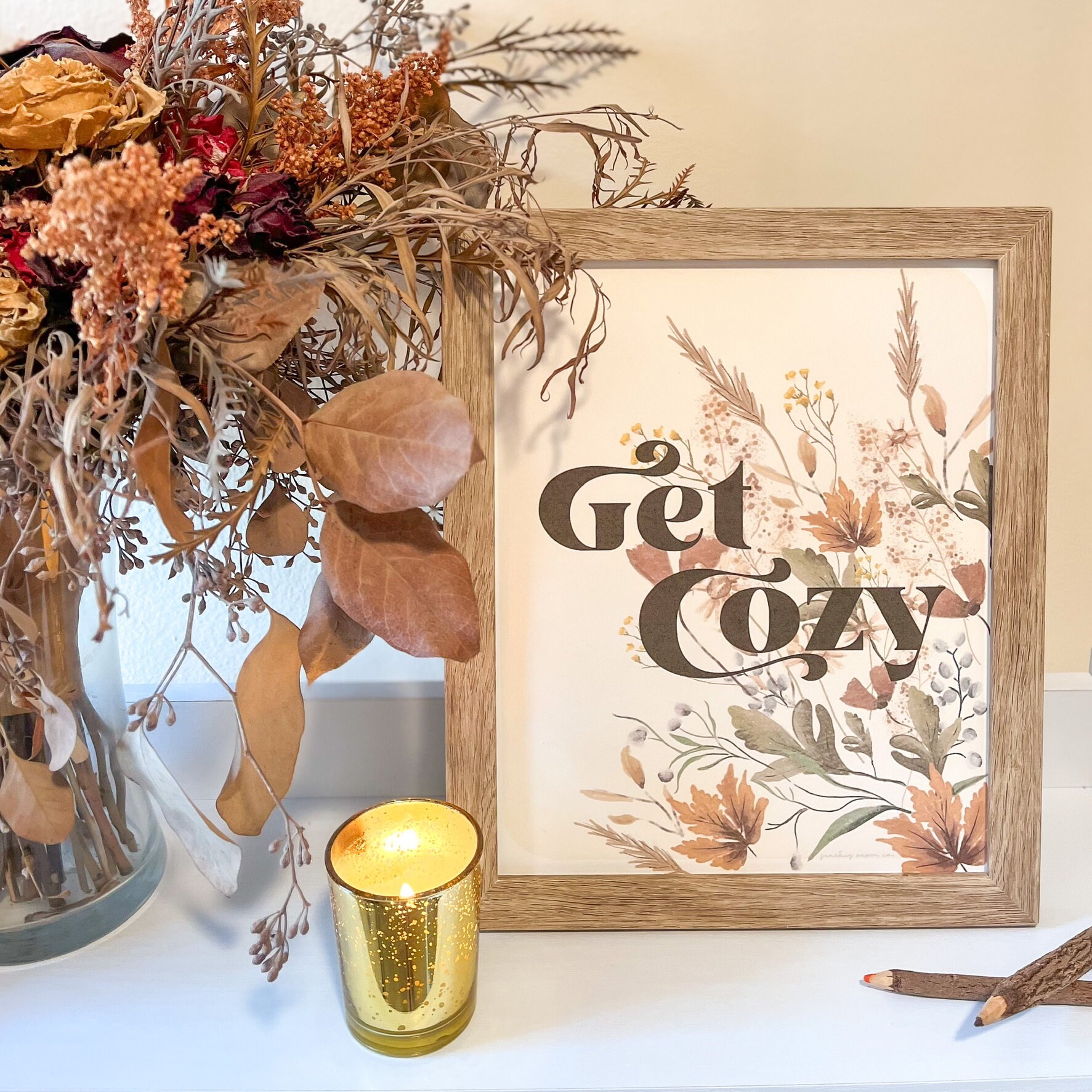 Get Cozy, Fall Floral, Digital Download, Printable Wall Art, 8”X10” - Etsy