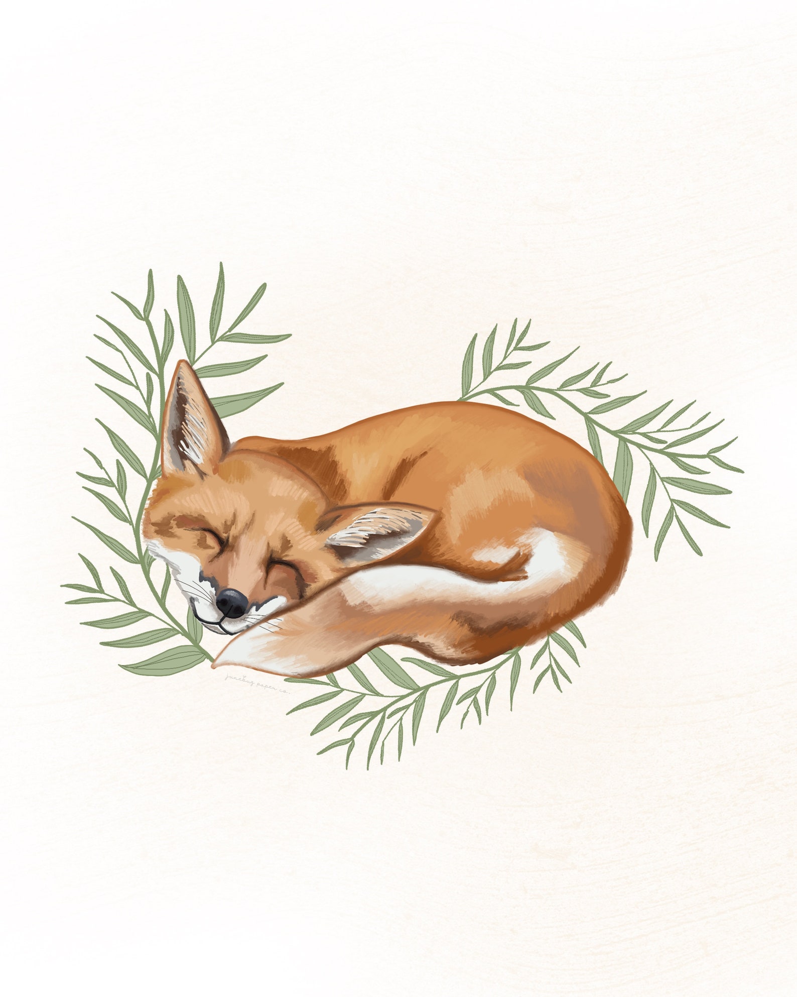 Sleepy Fox Print, Fox Digital Download, Fox Drawing, Fox Wall Art, Cute ...