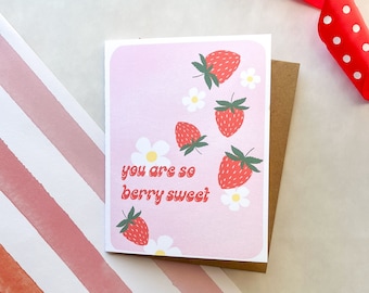 Strawberry Mushroom Valentine's Day Card, Cute Strawberry Valentines ...