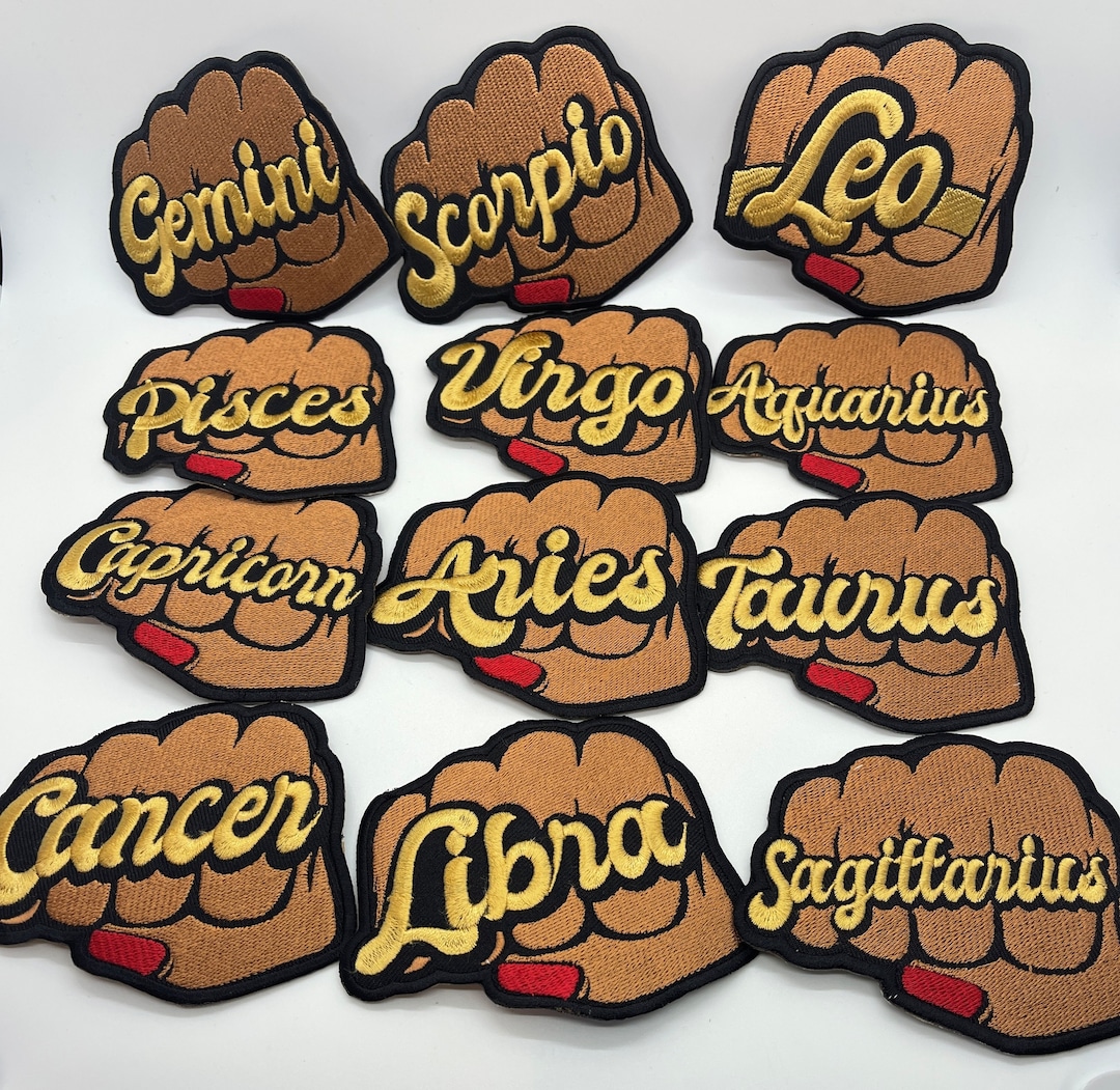 Prideful Patchez, Zodiac Signs Iron on Patch, Zodiac Patch, Sew on ...