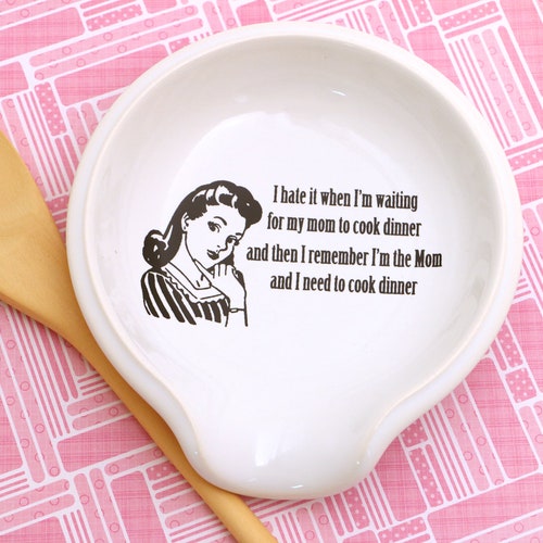 Ceramic Spoon Rest Retro Mom Funny Gift Spoonrest for - Etsy
