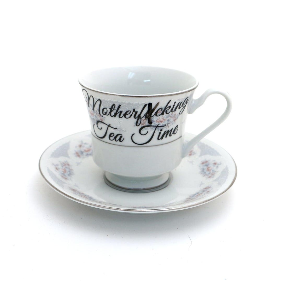 Vintage Vulgar Teacup and Saucer, MF Teatime, Rude Tea Cup, Upcycled ...