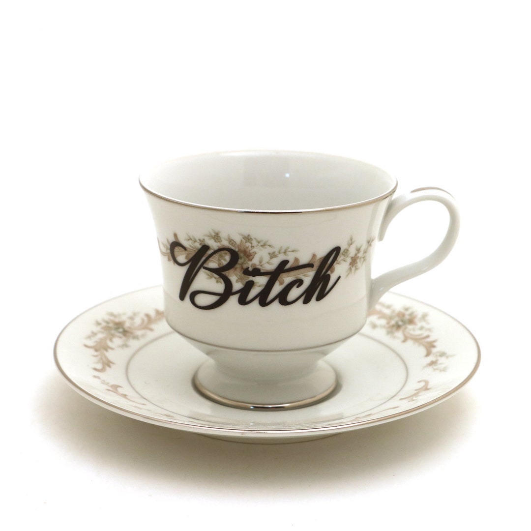Upcycled Vintage Bone China Teacup and Saucer, Funny Tea Gift - Etsy