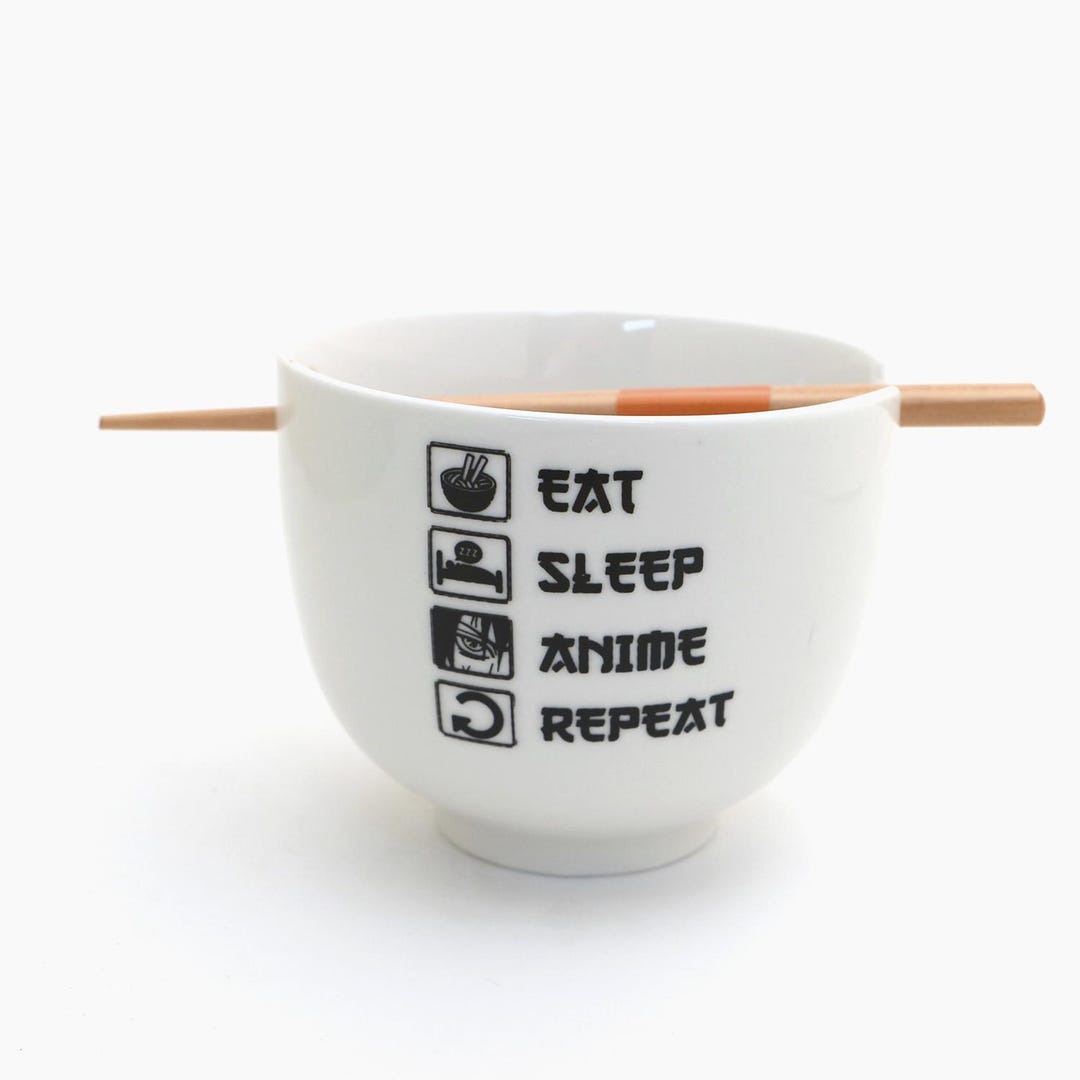 Handmade Anime Noodle Bowl With Chopsticks: Eat Sleep Anime Repeat - Etsy