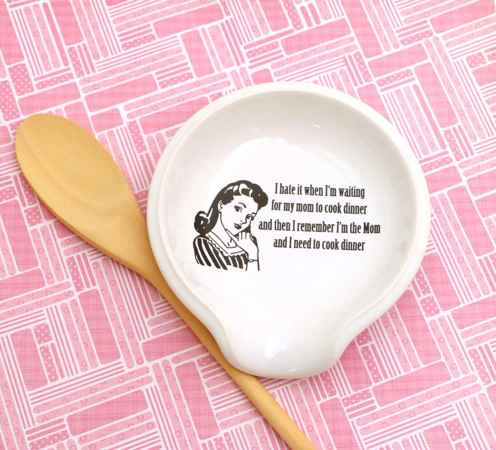 Ceramic Spoon Rest Retro Mom Funny Gift Spoonrest for - Etsy