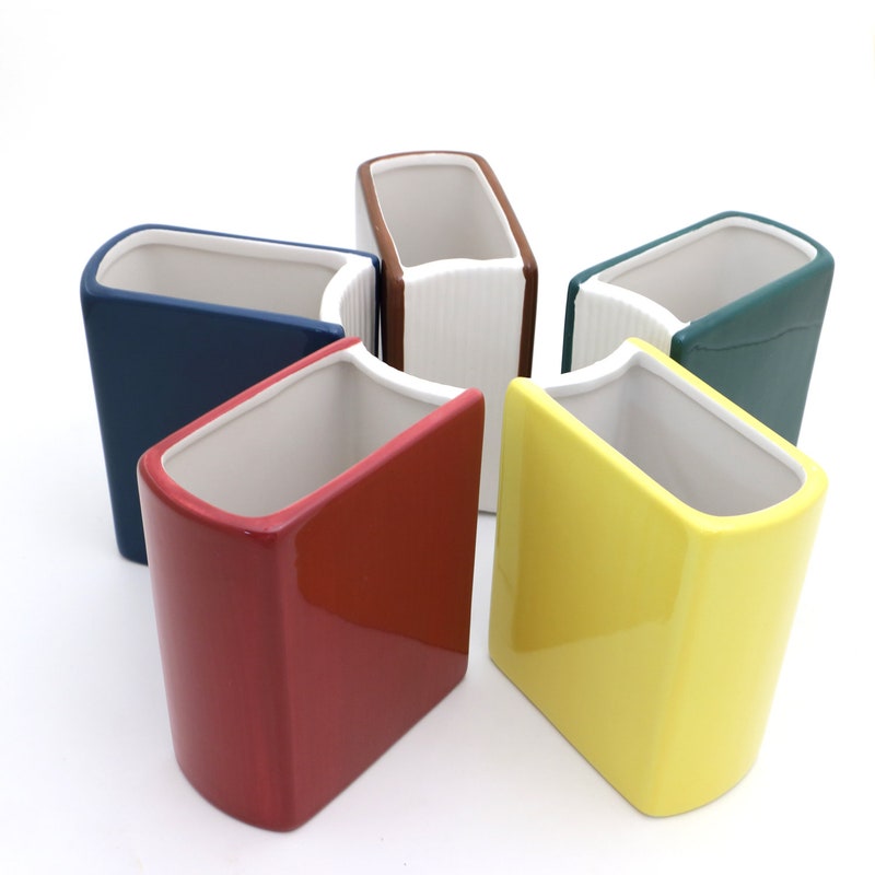 White Ceramic Book Vase - Etsy